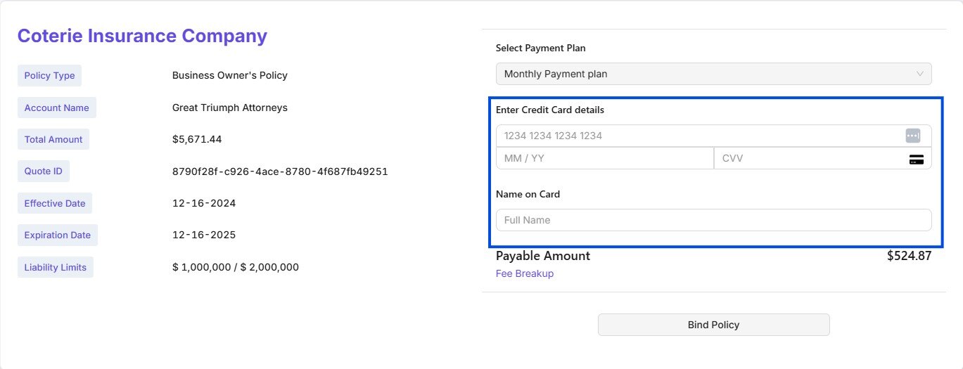 Quotes - Payment options